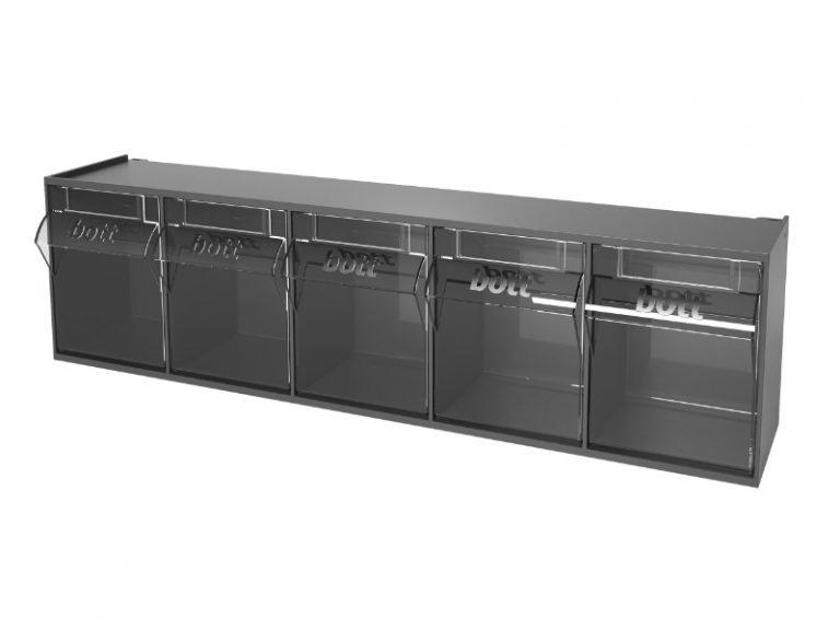Tilt Storage Boxes with 5 compartments perfo brackets | 10 Year Guarantee